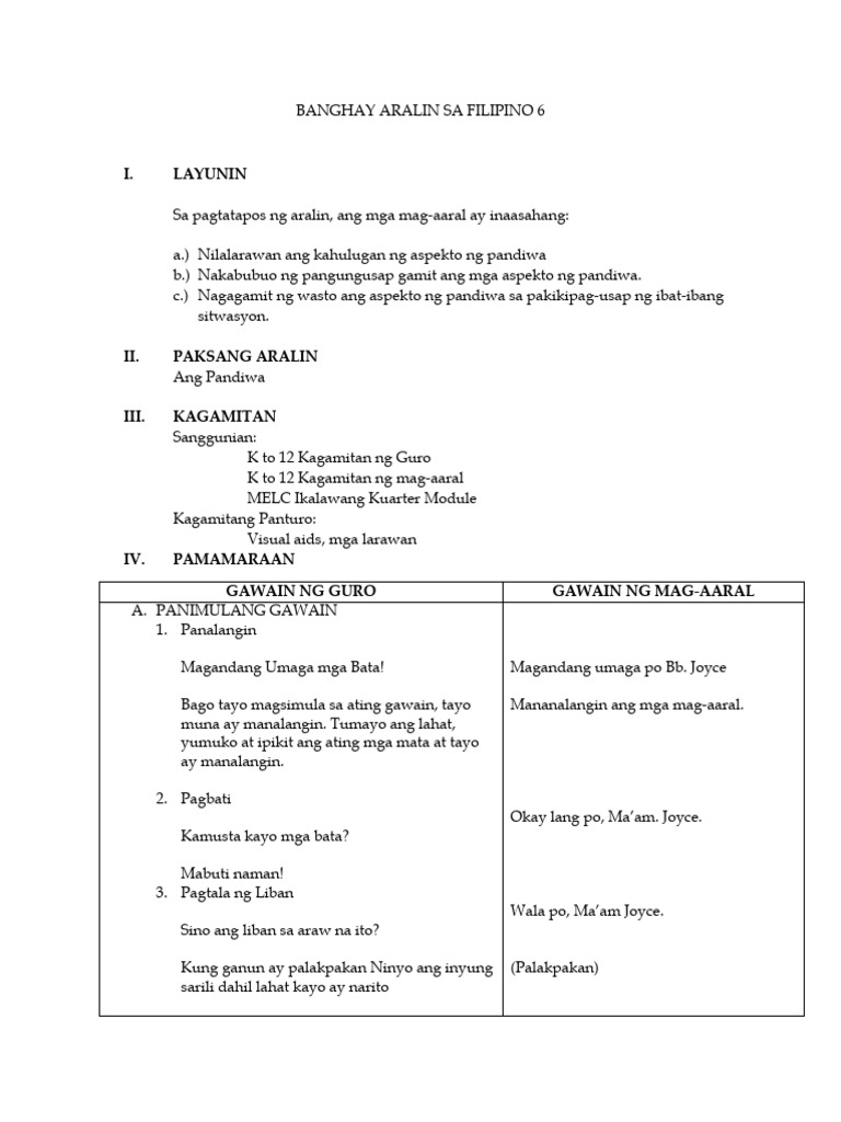 Gawain 3 BANGHAY ARALIN | PDF