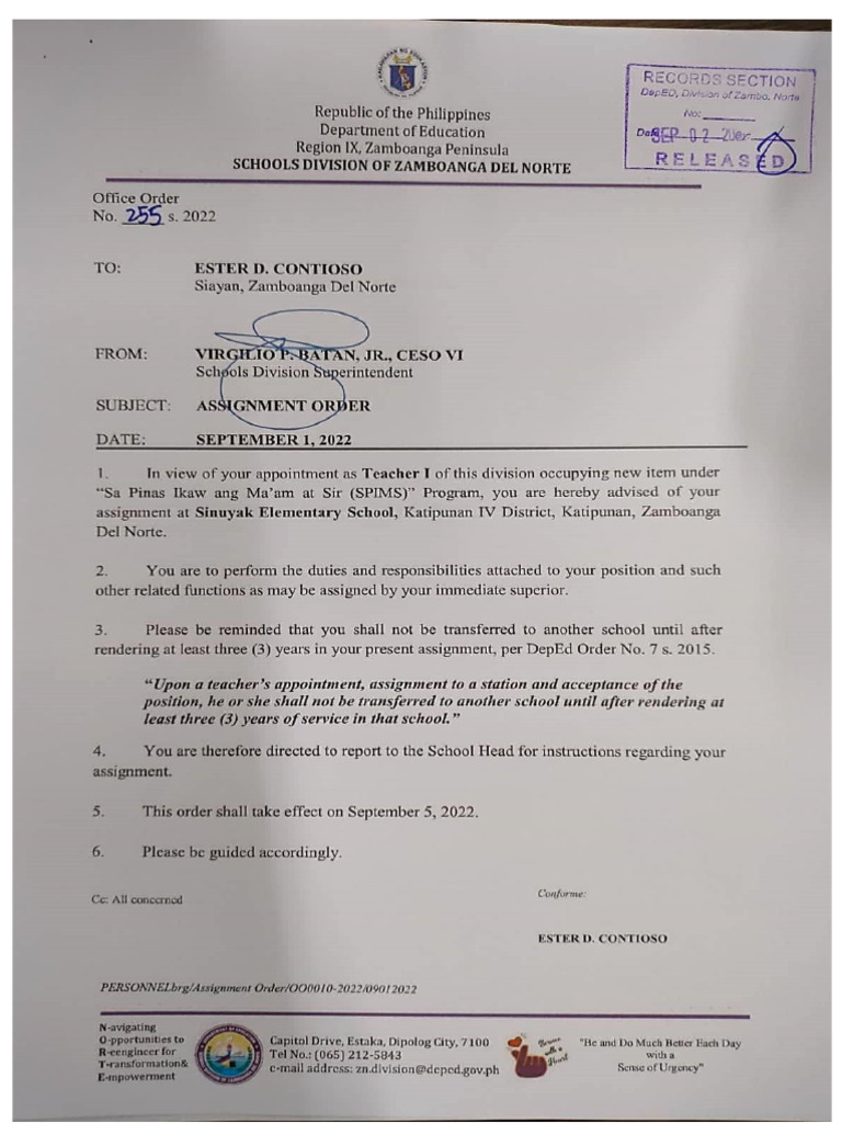 Assignment Order Spims | PDF