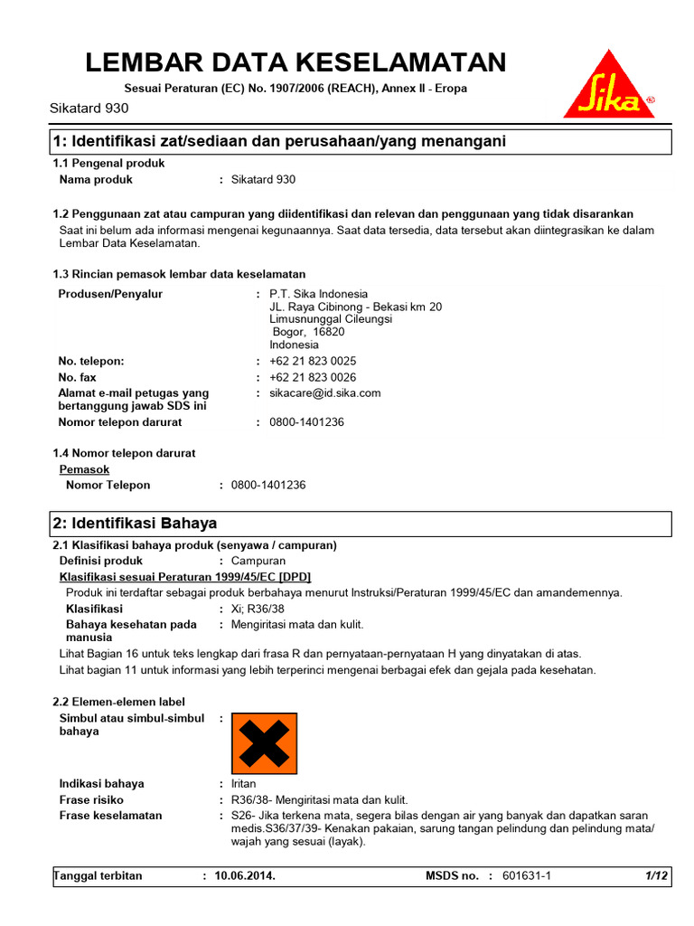 MSDS Sika | PDF MSDS Sika | PDF