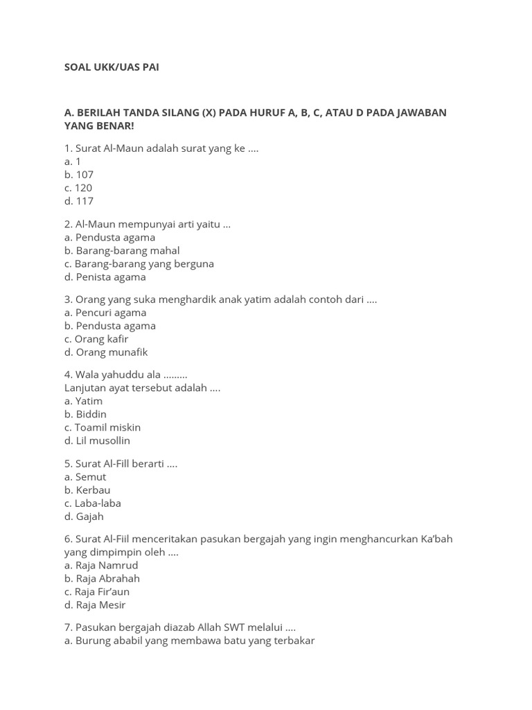 Soal UTS Pai | PDF