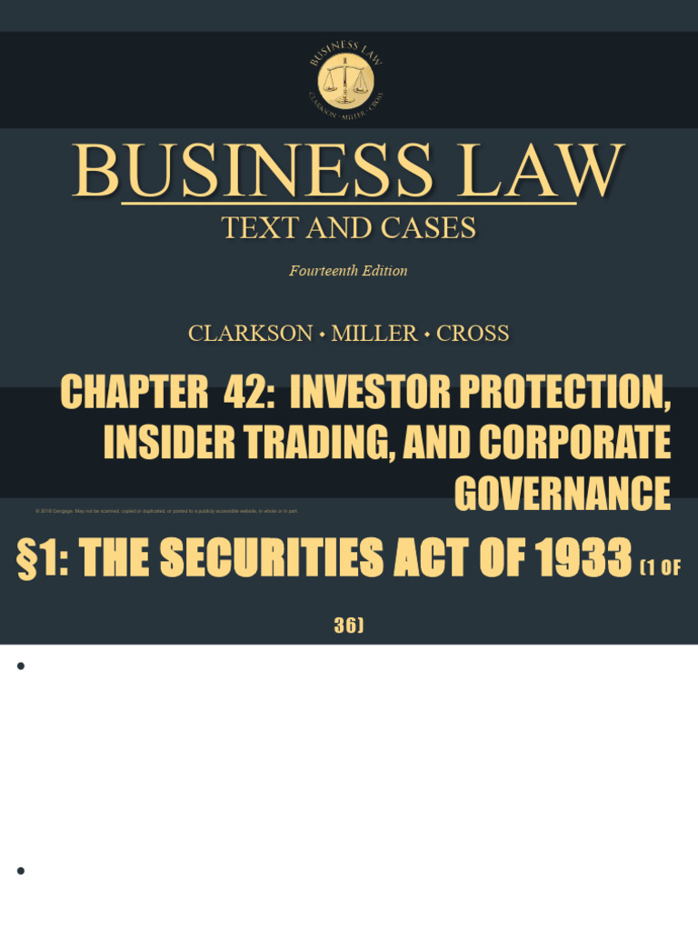 Clarkson14e PPT ch42 | PDF | Sec Rule 10b 5 | Securities Act Of 1933