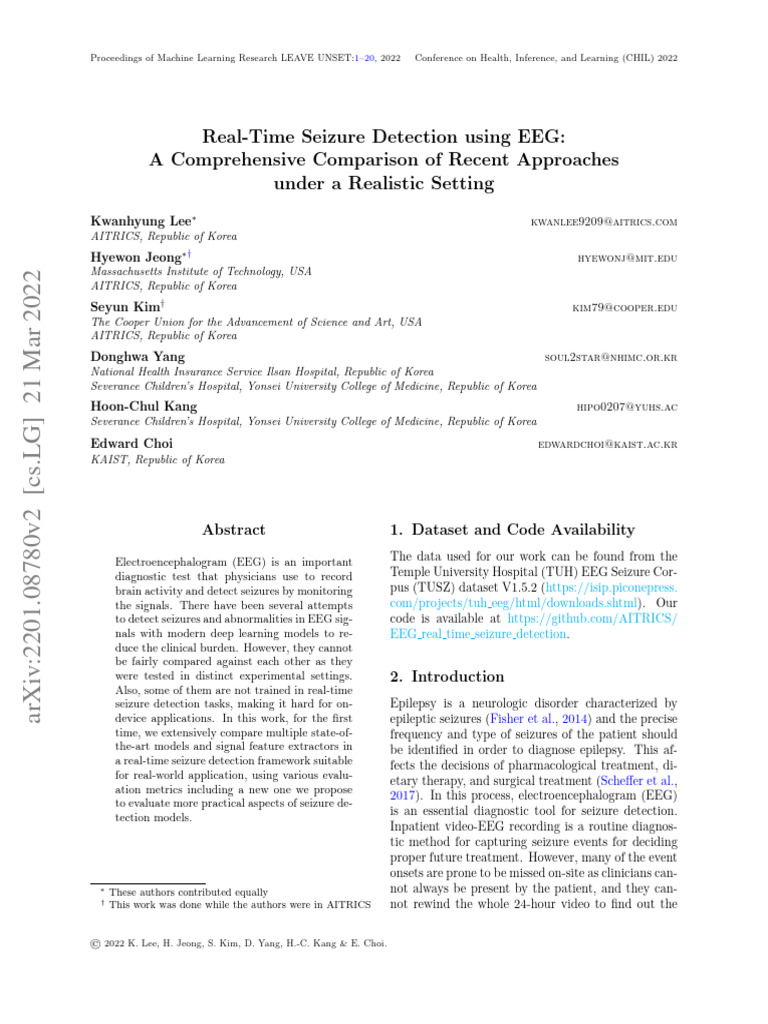 Real-Time Seizure Detection Using EEG: A Comprehensive Comparison of ...