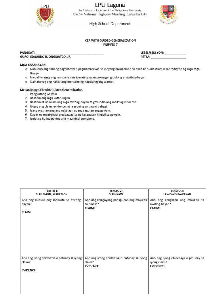 Cer 2q Fil7 Sagutang Papel | PDF
