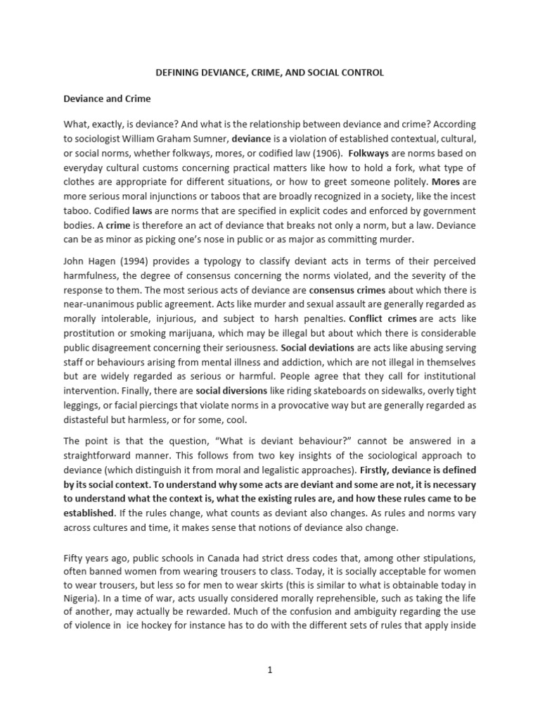 Deviance, Crime and Social Control | PDF