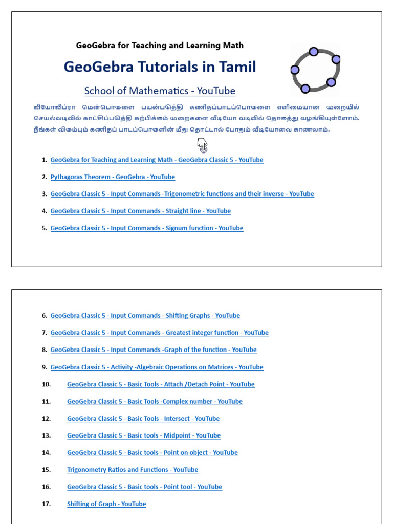 GeoGebra Tutorials in Tamil | PDF