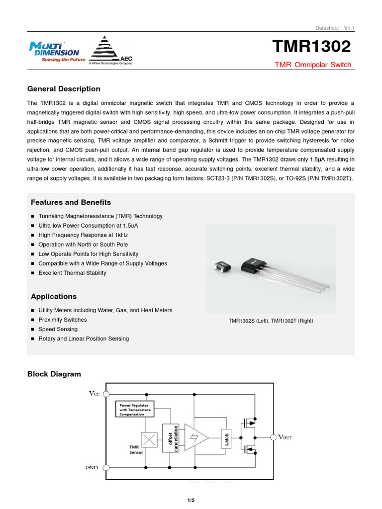 TMR1302 Datasheet EN V1.1 | PDF | Cmos | Computer Engineering