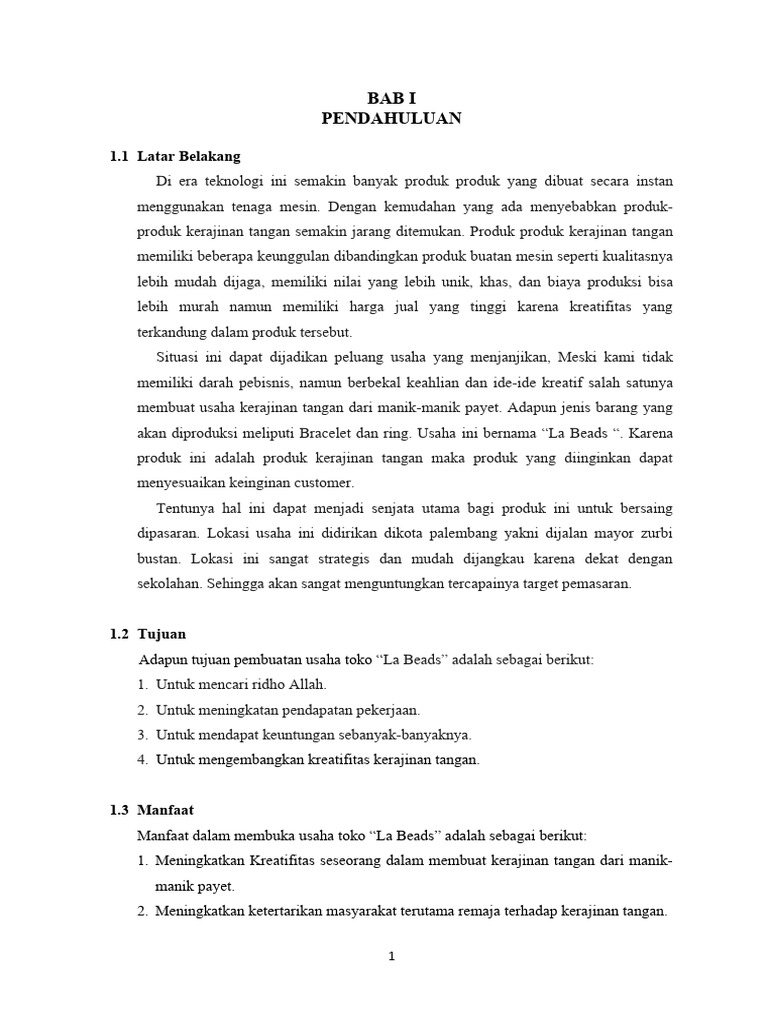 Isi Proposal La Beads Print | PDF