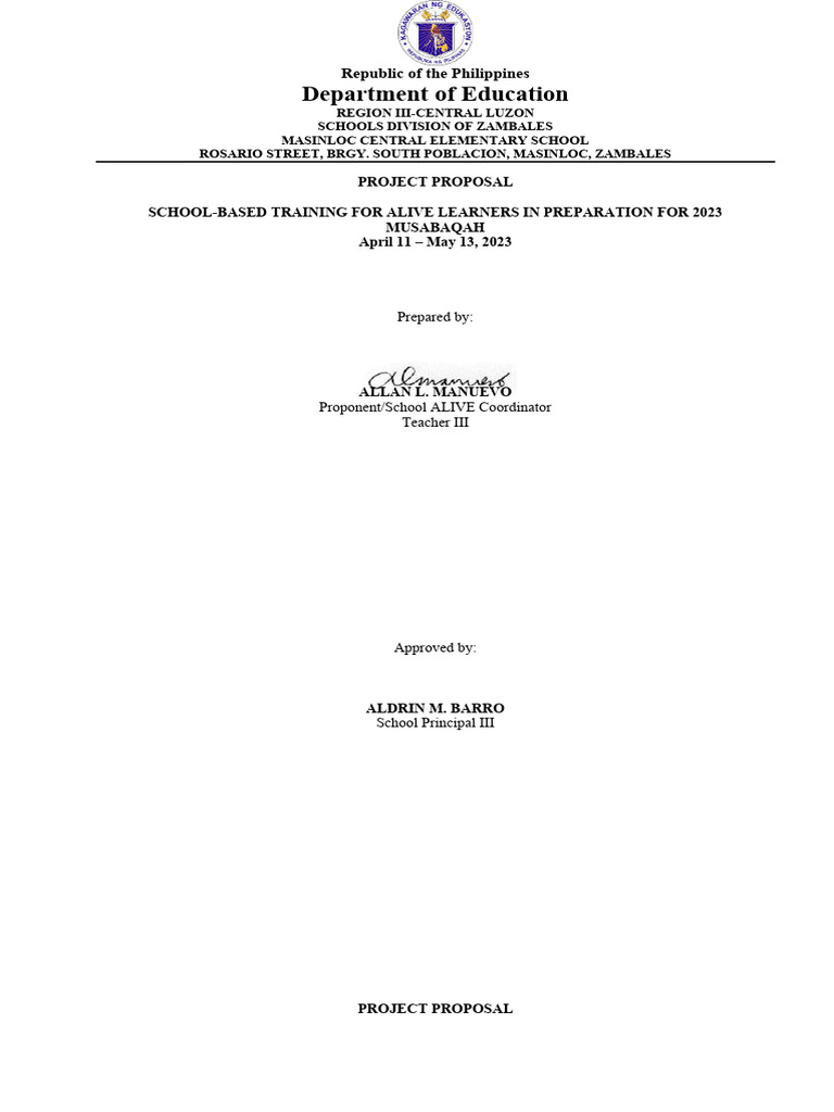 School-Based Training MUSABAQAH For ALIVE Learners 2023 | PDF ...