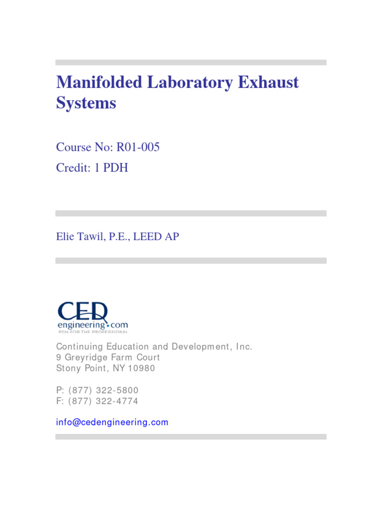 Manifolding Laboratory Exhaust Systems | PDF | Duct (Flow) | Laboratories