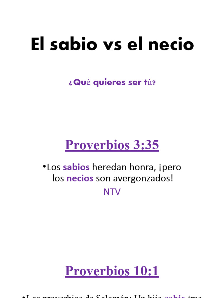 Sabiduría y necedad en Proverbios | PDF