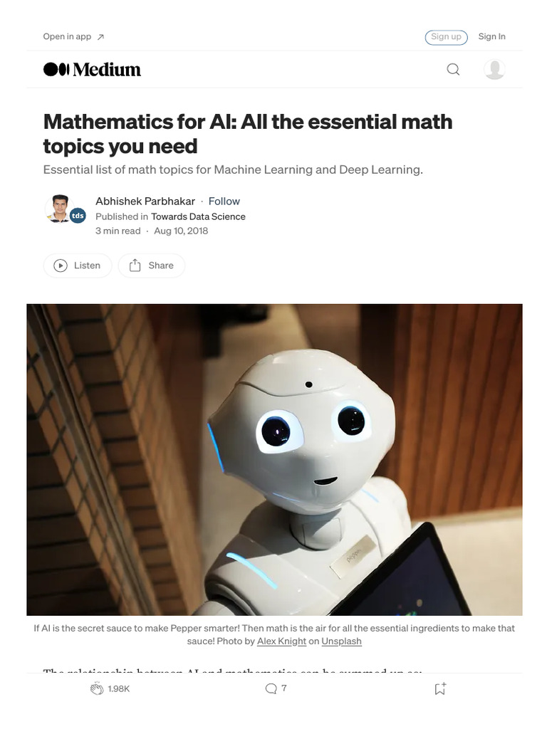 Mathematics For AI - All The Essential Math Topics You Need - by ... Mathematics For AI - All The Essential Math Topics You Need - by ...