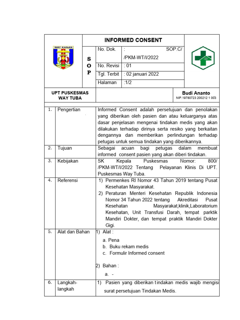 Sop Informed Consent | PDF