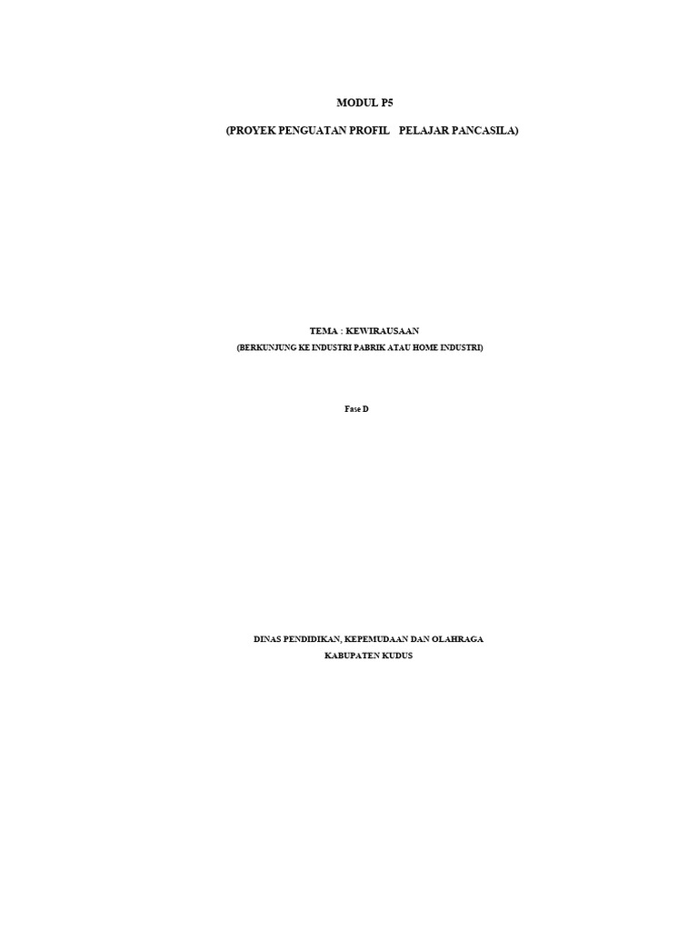 Contoh Modul P5 Tema Kewirausahaan_EK | PDF