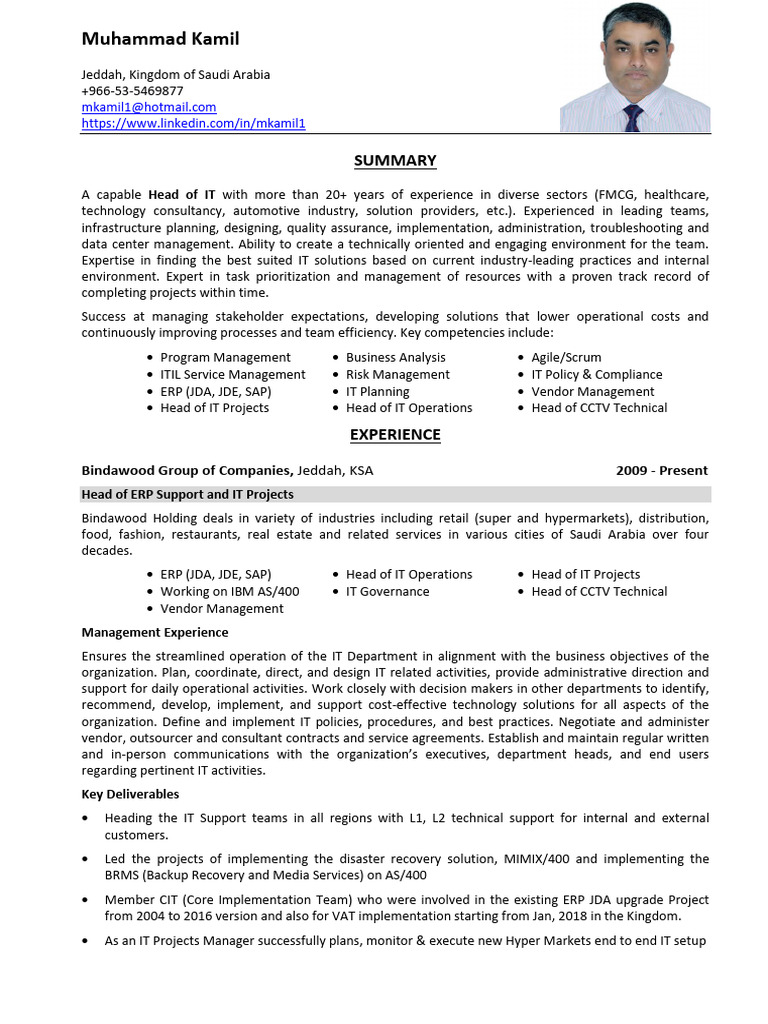 Muhammad Kamil CV New - Latest | PDF | Enterprise Resource Planning ...