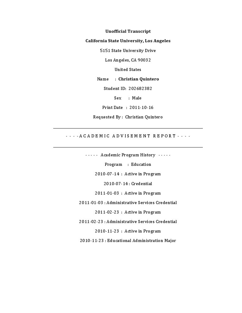 Unofficial Transcripts | PDF | Curriculum | Further Education