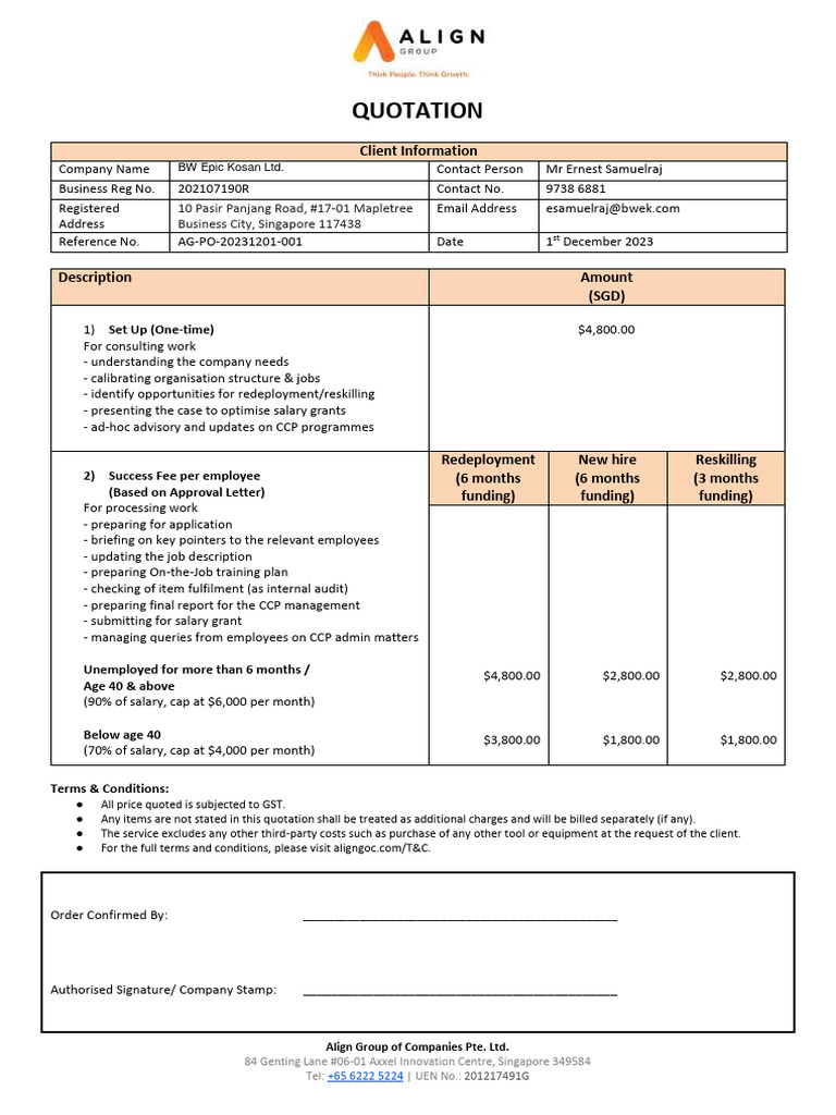 Consulting & CCP Quotation 2023 | PDF | Business