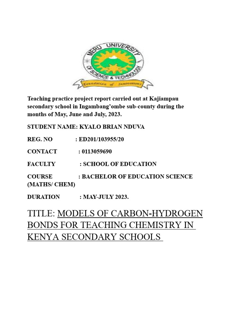 Kyalo Brian Nduva Report | PDF | Teachers | Learning