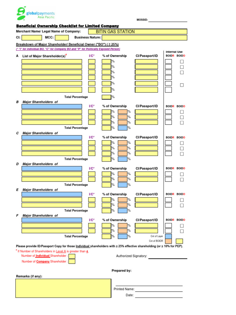 Beneficial Ownership Checklist - For Corp Only | PDF | Securities ...