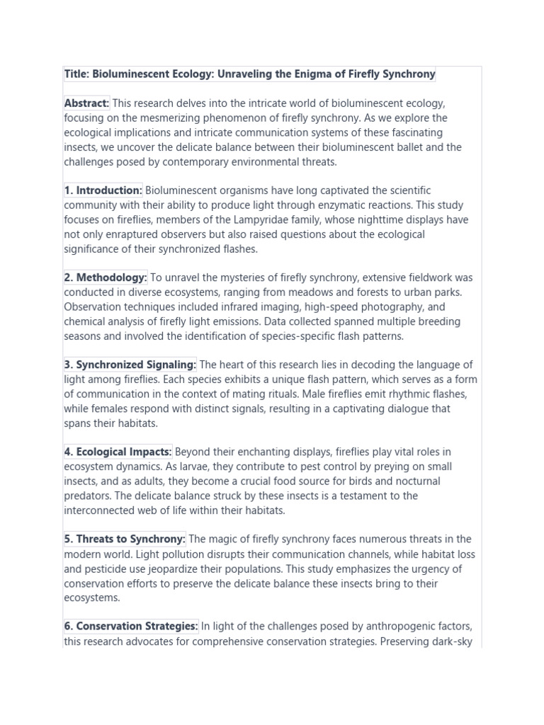 Bioluminescent Ecology | PDF | Ecology | Conservation Biology