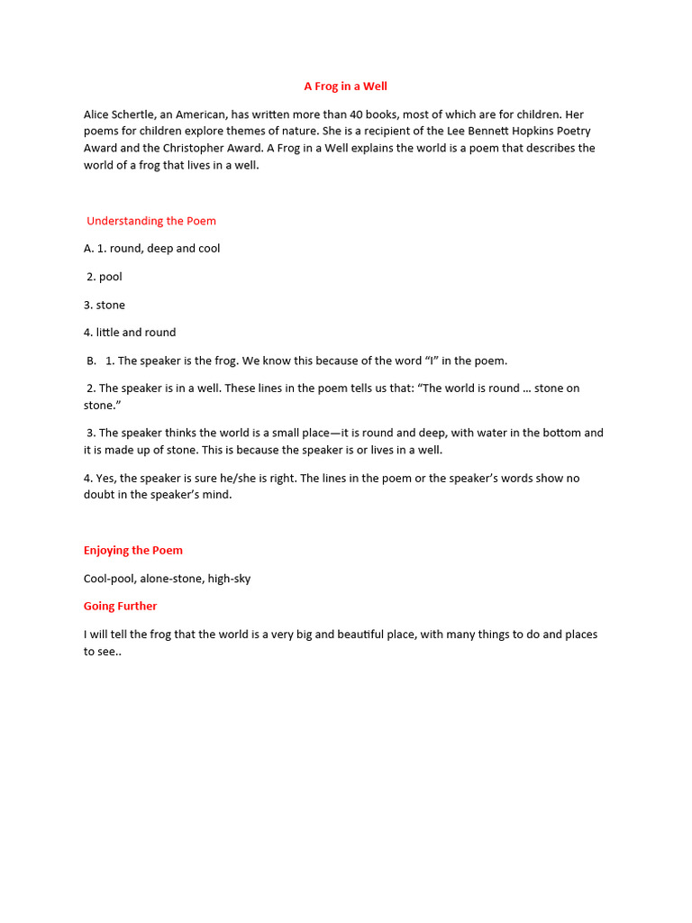 A Frog in A Well | PDF