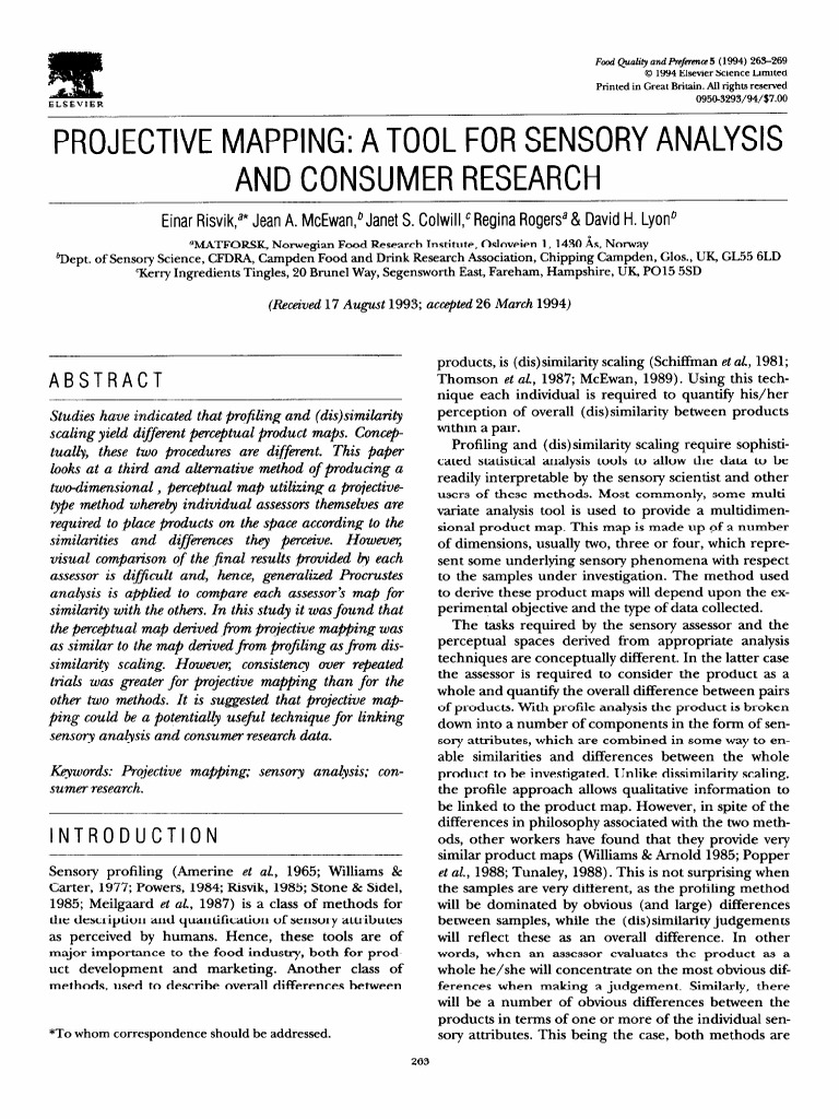 Risvik 1994 | PDF | Sampling (Statistics) | Experiment