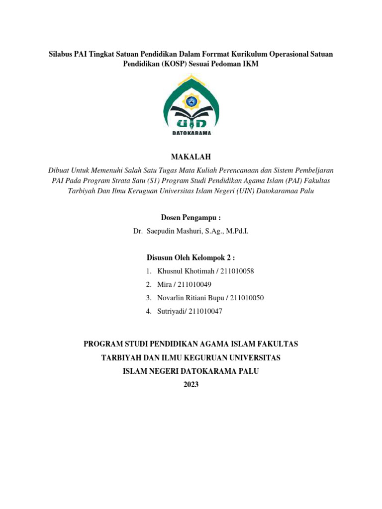 Kel 3 Perencanaan Dan Sistem Pembelajran Pai | PDF