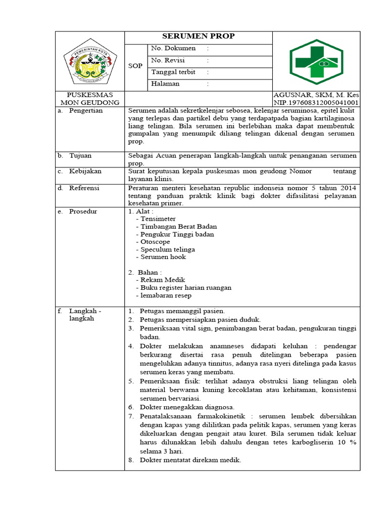Sop Serumen Prop | PDF