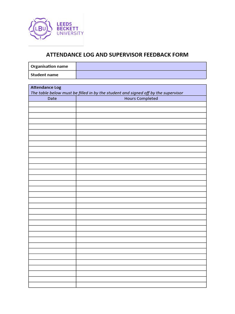 Interdisciplinary Studies Attendance and Feedback Form | PDF