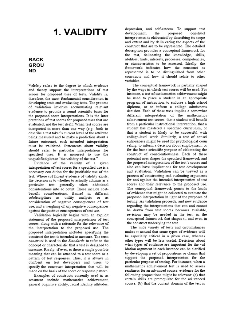 Part 1 Validity | PDF | Validity (Statistics) | Meta Analysis