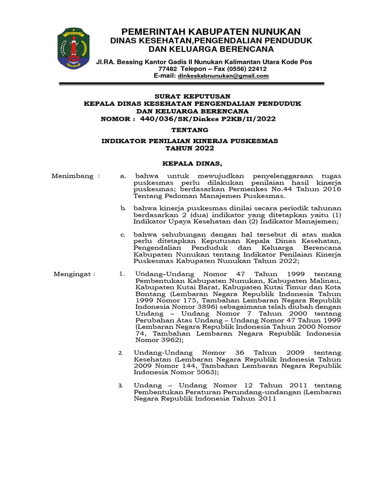 .. SK Indikator PKP Tahun 2022 | PDF