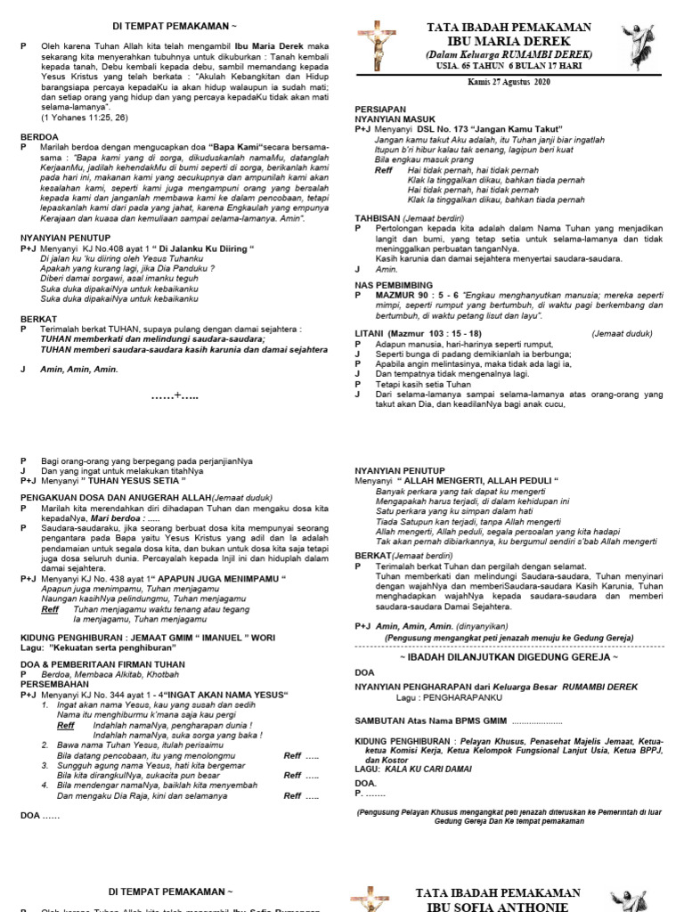 Tata Ibadah Pemakaman Gmim | PDF