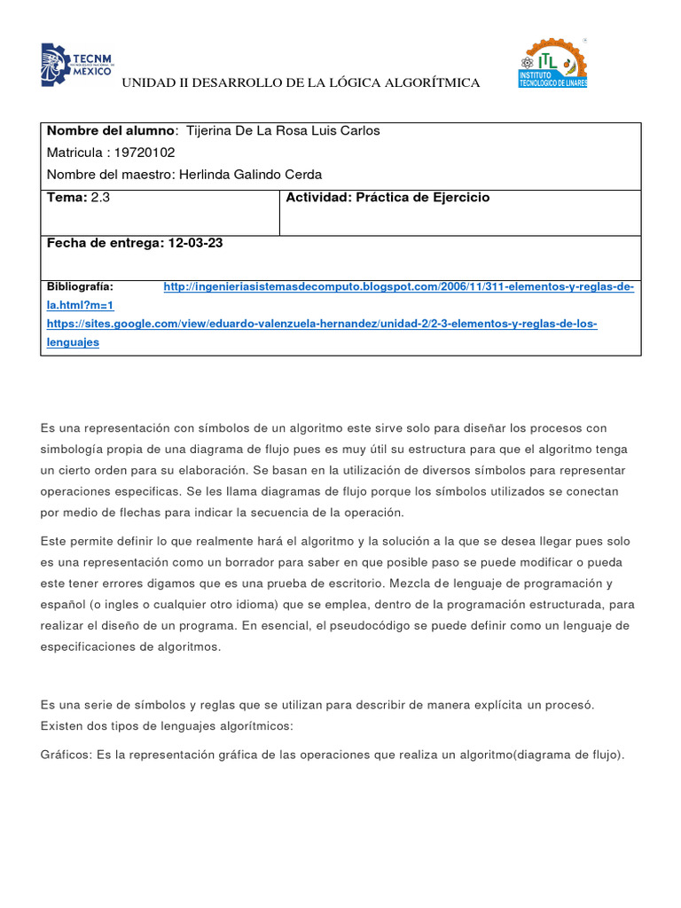Act - 3 Practica de Ejercicios TRLC | PDF | Algoritmos | Lenguaje de programación