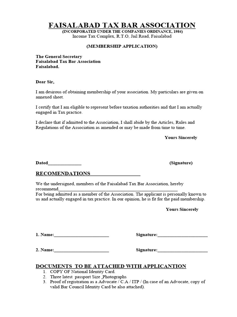 Membership Form of Ftba | PDF | Identity Document | Advocate