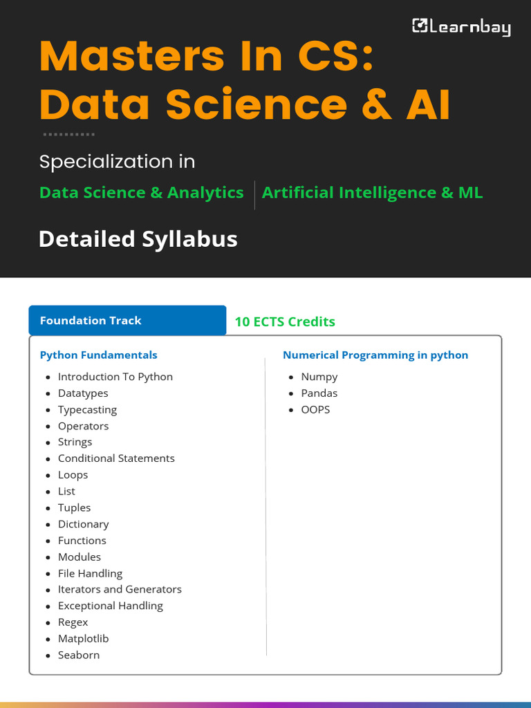 Maters in CS Data Science & AI Syllabus | PDF | Machine Learning | Deep ...