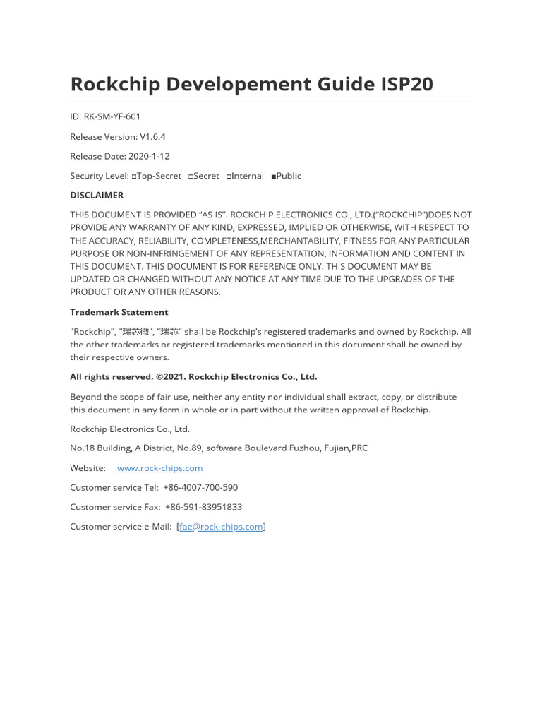 Rockchip Development Guide ISP20 en v1.6.4 | PDF | Parameter (Computer ...