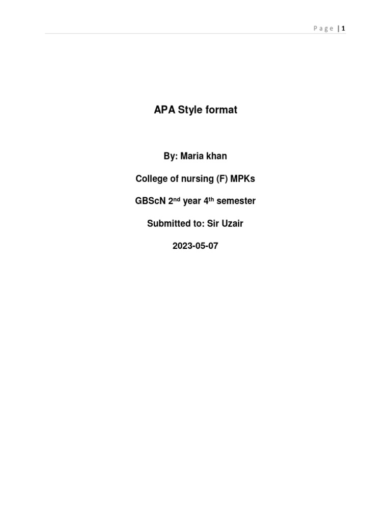 APA Style Assignment | PDF | Apa Style | Citation