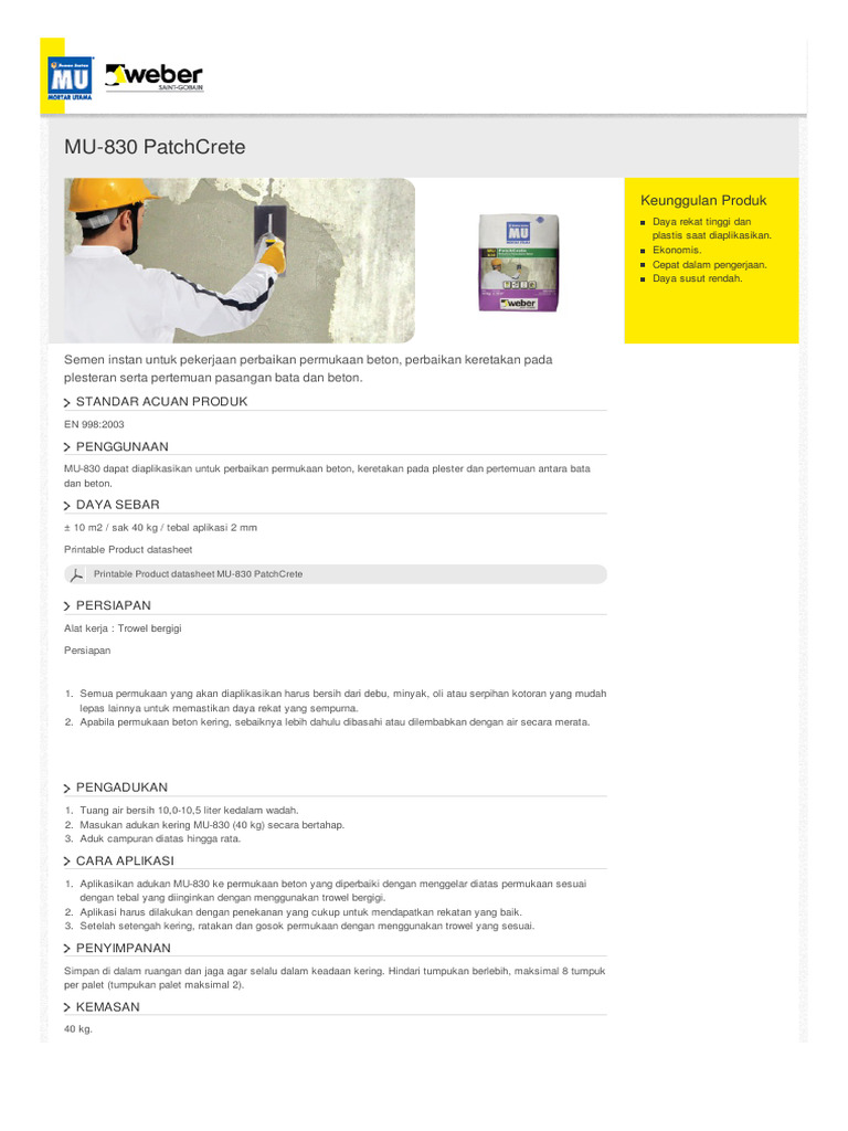 Mu 830 Patchcrete 1 | PDF
