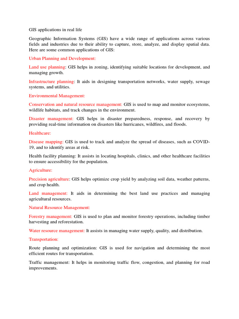 Real-Life Applications of GIS | PDF | Geographic Information System ...