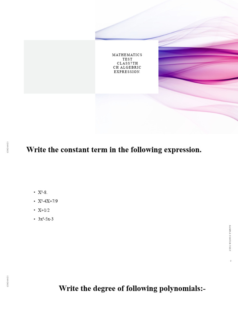 Presentation Test Maths Pdf