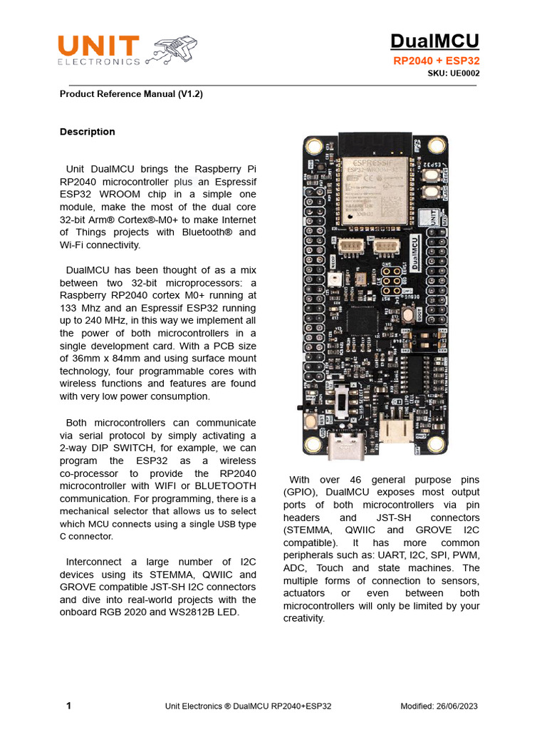 DualMCU (Product Reference Manual) | PDF | Microcontroller | Arduino DualMCU (Product Reference Manual) | PDF | Microcontroller | Arduino