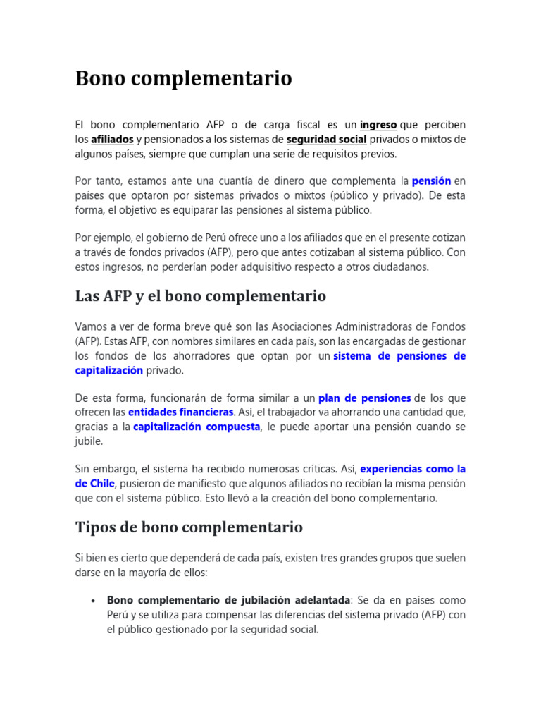 Bono complementario | PDF