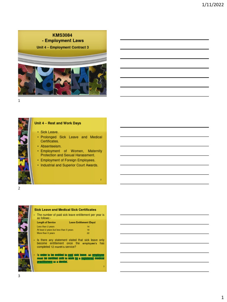 Unit 4 - Employment Contract 3a (1 3 Nov 2022) | PDF | Sick Leave ...