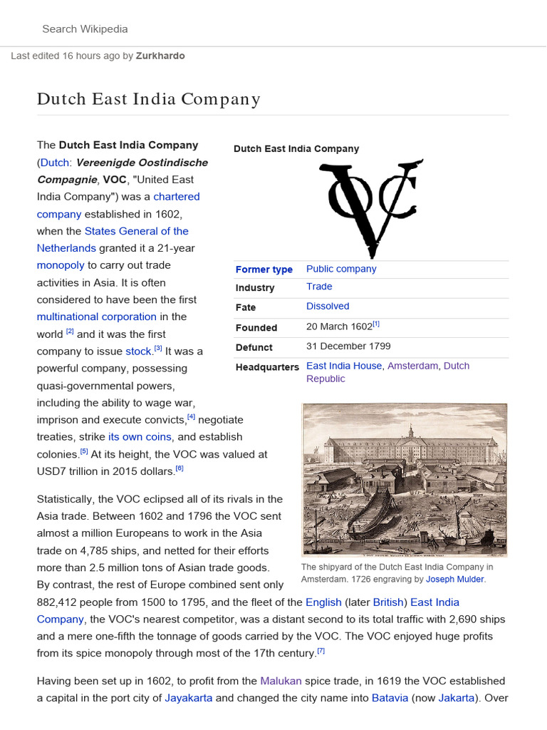 Dutch East India Company | PDF