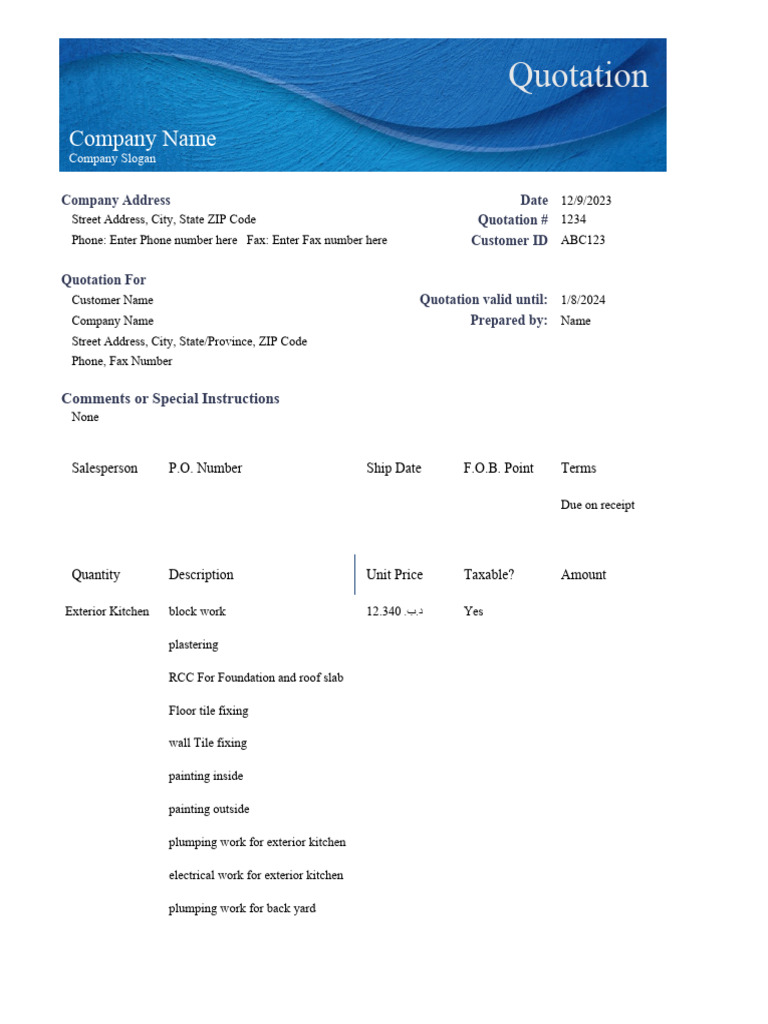 Business Price Quotation | PDF