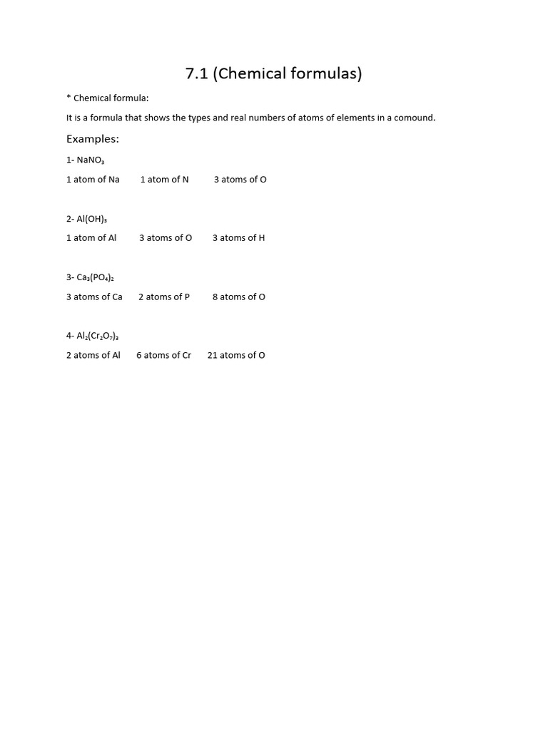 7.1 (Chemical Formula) | PDF | Science & Mathematics