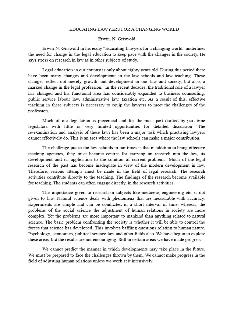 Educating Lawyers For A Changing World | PDF | Science | Lawyer