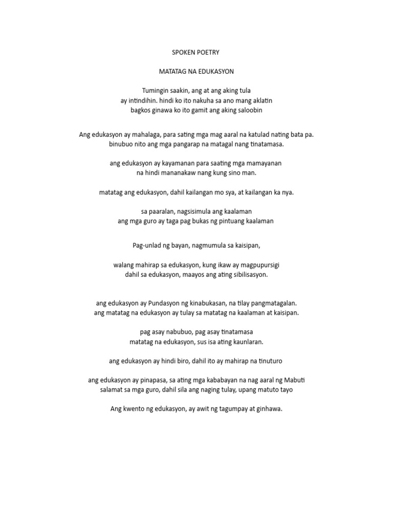 Spoken Poetry | PDF