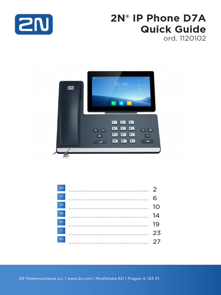 2n Ip Phone D7a Quick Guide | PDF | Ip Address | Computer Network