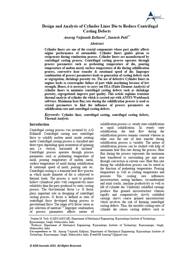 Design and Analysis of Cylinder Liner Di | PDF | Heat Transfer | Heat