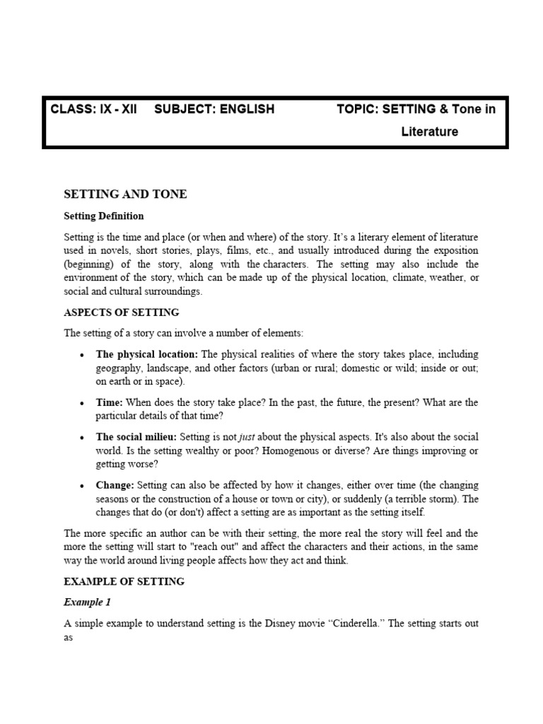 Understanding Setting and Tone | PDF | Mood (Psychology) | Mental Health